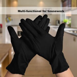 COYACOOL Disposable Gloves Medium, Nitrile and Vinyl Blend Material Gloves, Latex Free, 4 Mil,100 Pc. - Food Grade Gloves for Cleaning, Food Prep,Hair Dye, Tattoo, Black