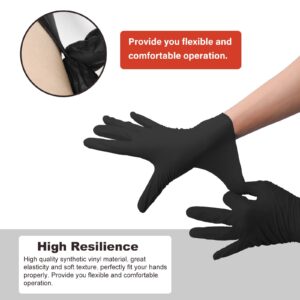 COYACOOL Disposable Gloves Medium, Nitrile and Vinyl Blend Material Gloves, Latex Free, 4 Mil,100 Pc. - Food Grade Gloves for Cleaning, Food Prep,Hair Dye, Tattoo, Black