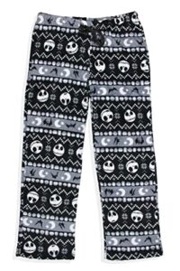 the nightmare before christmas women's jack skellington fairisle minky plush pajama pants (large) black