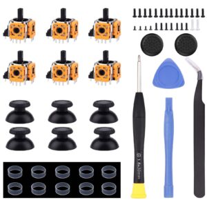 ikpek 6 pack analog 3d joysticks repair kit for dualsense ps5 controller, joysticks replacement part with repair screwdriver kit for playstation 5 controller