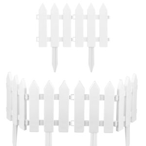 plulon 6 pieces garden fence with 6 pieces fence insert white plastic fence garden picket fence edgings lawn flowerbeds plant borders decorative garden yard