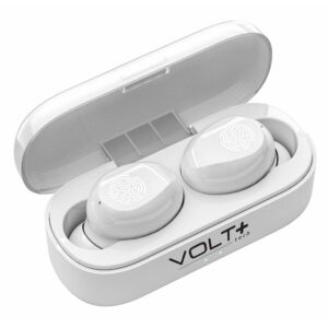 volt plus tech slim travel wireless v5.1 earbuds compatible with your bose soundlink revolve+ ii updated micro thin case with quad mic 8d bass ipx7 waterproof/sweatproof (white)