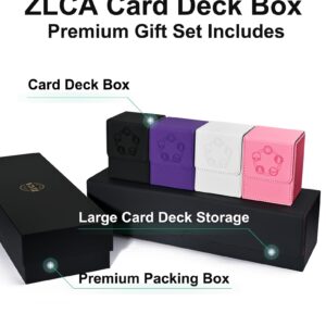 ZLCA Card Deck Box 5 In 1, Include 1600+ Premium Trading Card Storage Box with Dice Tray, and 4 PCS Card Deck Case for MTG, TCG, Sports Cards, Card Gaming Accessories Present Set (Black & Red Set)