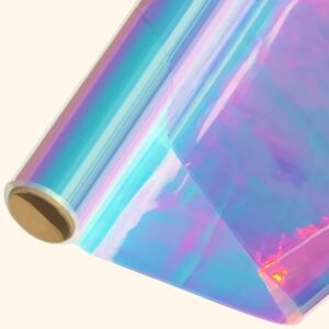 34in x 50ft iridescent cellophane wrap roll, extra wide iridescent film cellophane wrap rainbow colored cellophane wrap iridescent cellophane roll for gift baskets, crafts, candy, gifts, flowers