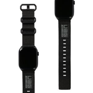 urban armor gear uag compatible with apple watch band 49/45/44/42mm for iwatch series ultra 2/9/ultra/se2/8/1-7/se nato eco graphite/black (new edition) nylon sport adjustable replacement strap