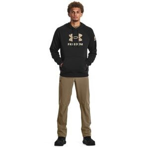 Under Armour mens Freedom Big Flag Logo Hoodie, (001) Black / / Khaki Base, Large