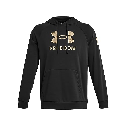 Under Armour mens Freedom Big Flag Logo Hoodie, (001) Black / / Khaki Base, Large