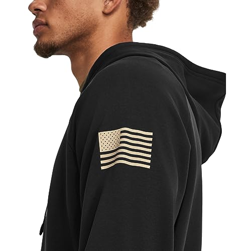 Under Armour mens Freedom Big Flag Logo Hoodie, (001) Black / / Khaki Base, Large