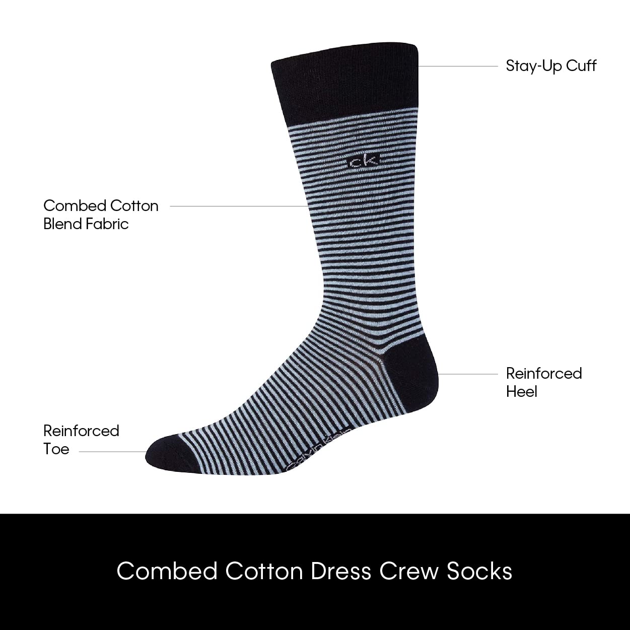 Calvin Klein Men's Dress Socks - Lightweight Cotton Blend Crew Socks (8 Pack), Size 7-12, BlackGrey Multi