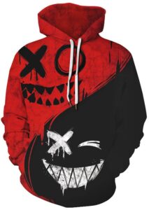 basoteeuo mens hoodies pullover graphic design 3d cool novelty long sleeves hooded sweatshirts with pockets s red black