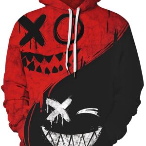 Basoteeuo Mens Hoodies Pullover Graphic Design 3D Cool Novelty Long Sleeves Hooded Sweatshirts with Pockets S Red Black