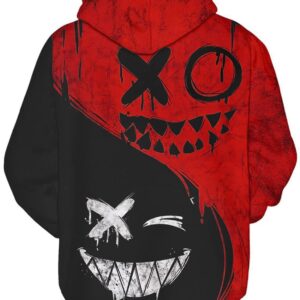 Basoteeuo Mens Hoodies Pullover Graphic Design 3D Cool Novelty Long Sleeves Hooded Sweatshirts with Pockets S Red Black