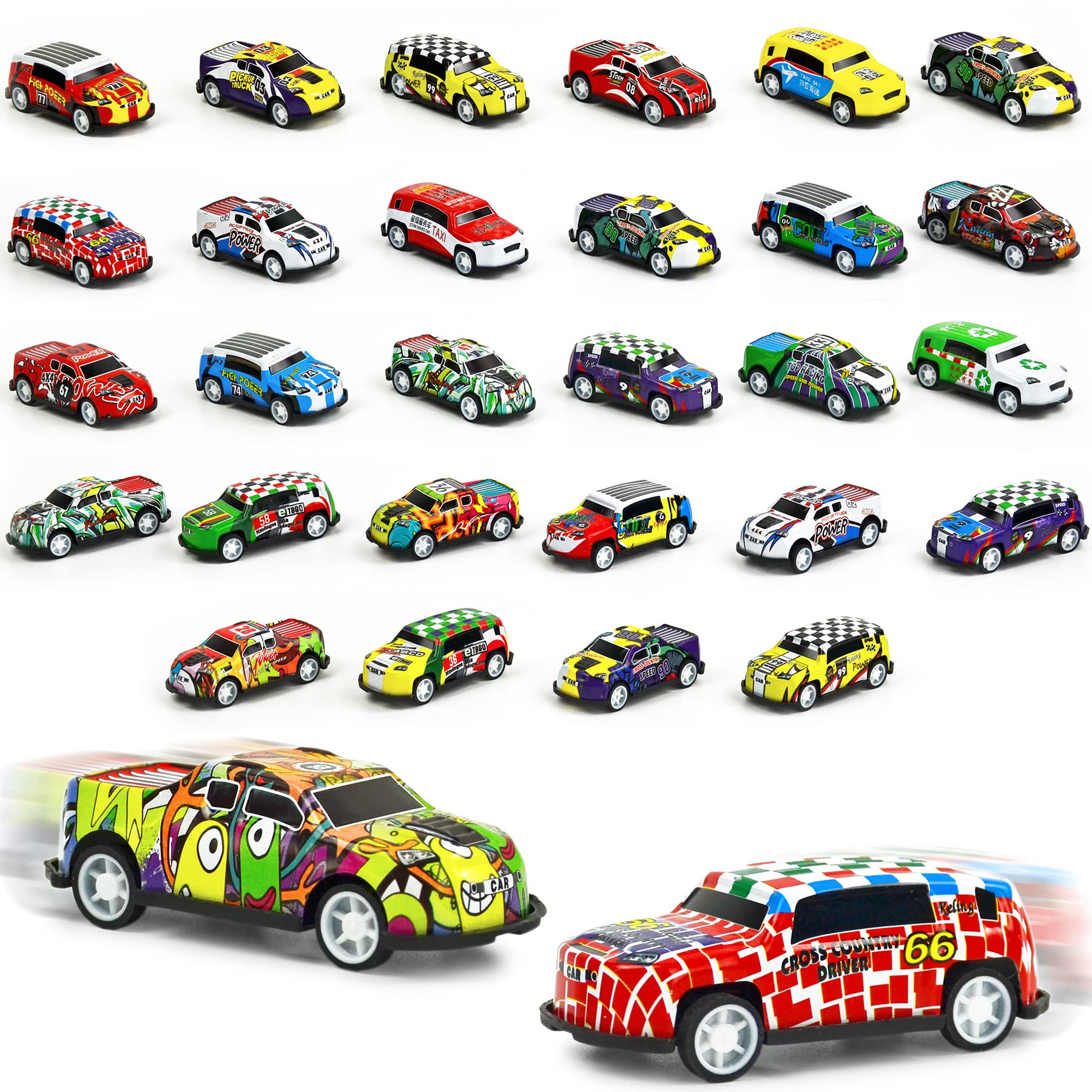 Vileafy 30 Mini Toys Car for Kids Ages 3-5 Years Old, Bulk Mini Cars for Birthday Party Favors, Treasure Box Toy for Classroom, Students Prizes, and Pinata Fillers