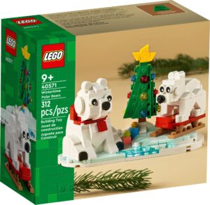 lego wintertime polar bears 40571 christmas décor building kit, polar bear gift, great stocking stuffer for kids, features a christmas tree toy and two polar bear toys