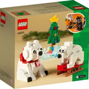 LEGO Wintertime Polar Bears 40571 Christmas Décor Building Kit, Polar Bear Gift, Great Stocking Stuffer for Kids, Features a Christmas Tree Toy and Two Polar Bear Toys