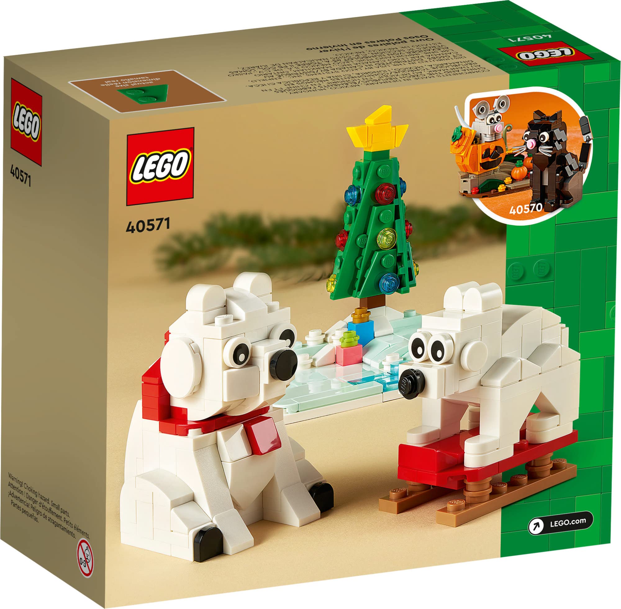 LEGO Wintertime Polar Bears 40571 Christmas Décor Building Kit, Polar Bear Gift, Great Stocking Stuffer for Kids, Features a Christmas Tree Toy and Two Polar Bear Toys