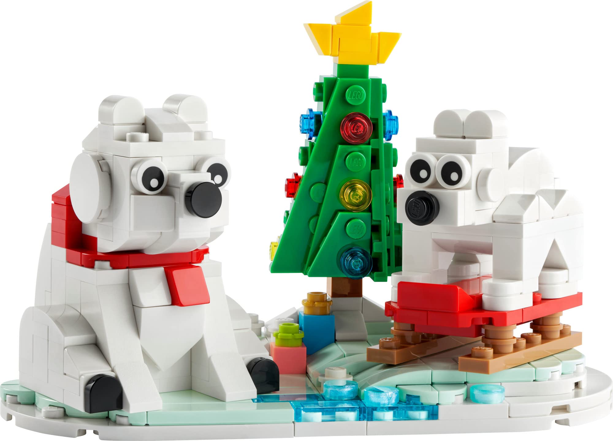 LEGO Wintertime Polar Bears 40571 Christmas Décor Building Kit, Polar Bear Gift, Great Stocking Stuffer for Kids, Features a Christmas Tree Toy and Two Polar Bear Toys