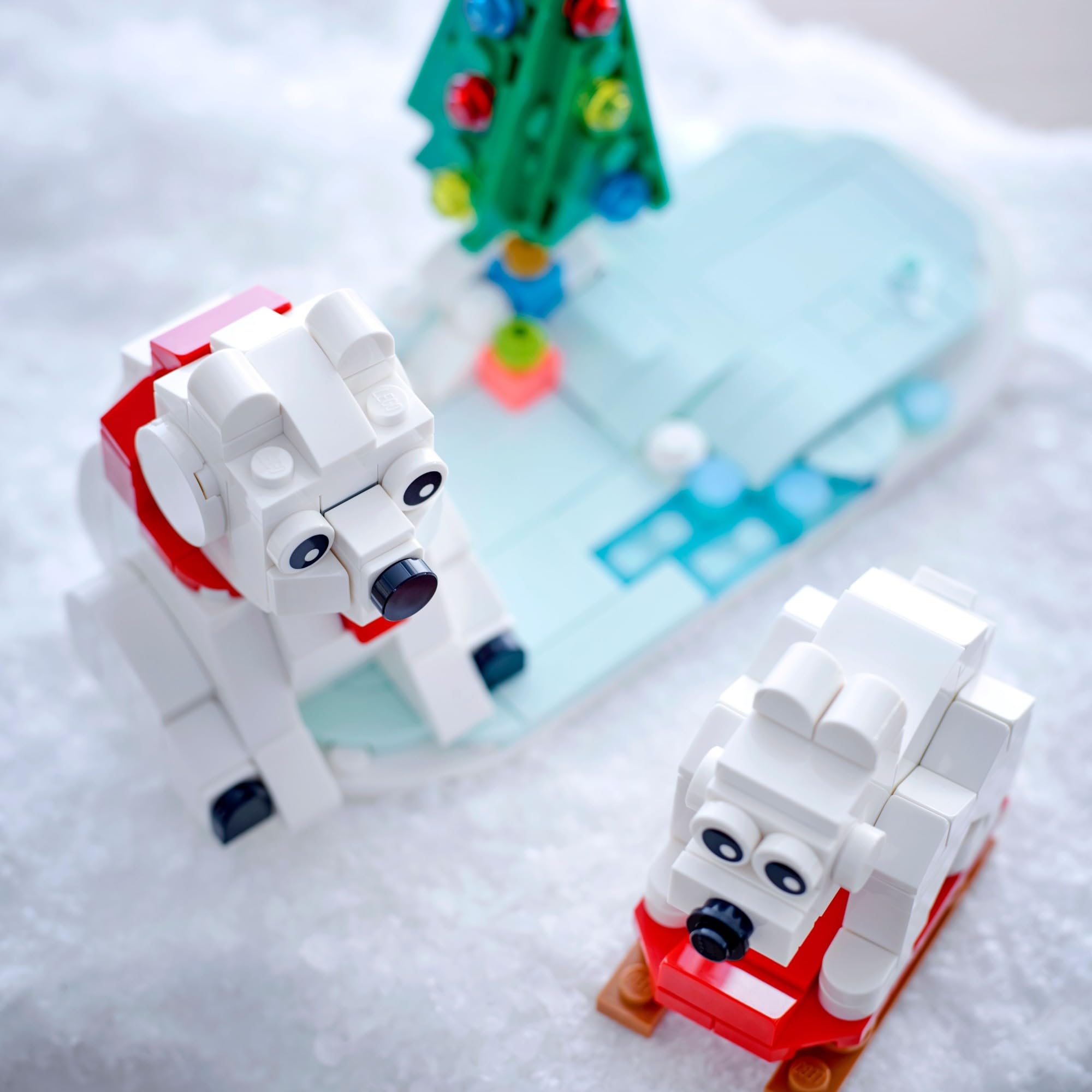 LEGO Wintertime Polar Bears 40571 Christmas Décor Building Kit, Polar Bear Gift, Great Stocking Stuffer for Kids, Features a Christmas Tree Toy and Two Polar Bear Toys