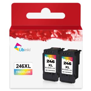 ubinki remanufactured ink cartridge replacement for canon 245xl color 246xl 245 246 cl246 xl(tricolor,2 pack) to mx490 mx492 mg2522 ts3100 ts3122 ts3300 ts3322 ts3320 tr4500 tr4520 tr4522 printer