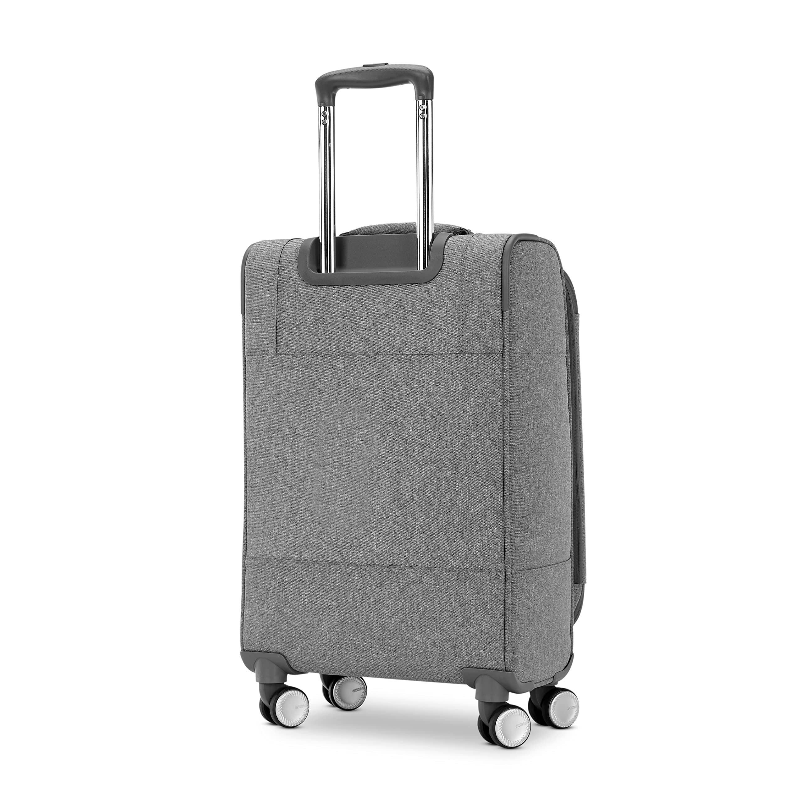 American Tourister Whim Softside Expandable Luggage with Spinners, Grey, 2PC SET (Carry-on/Medium)