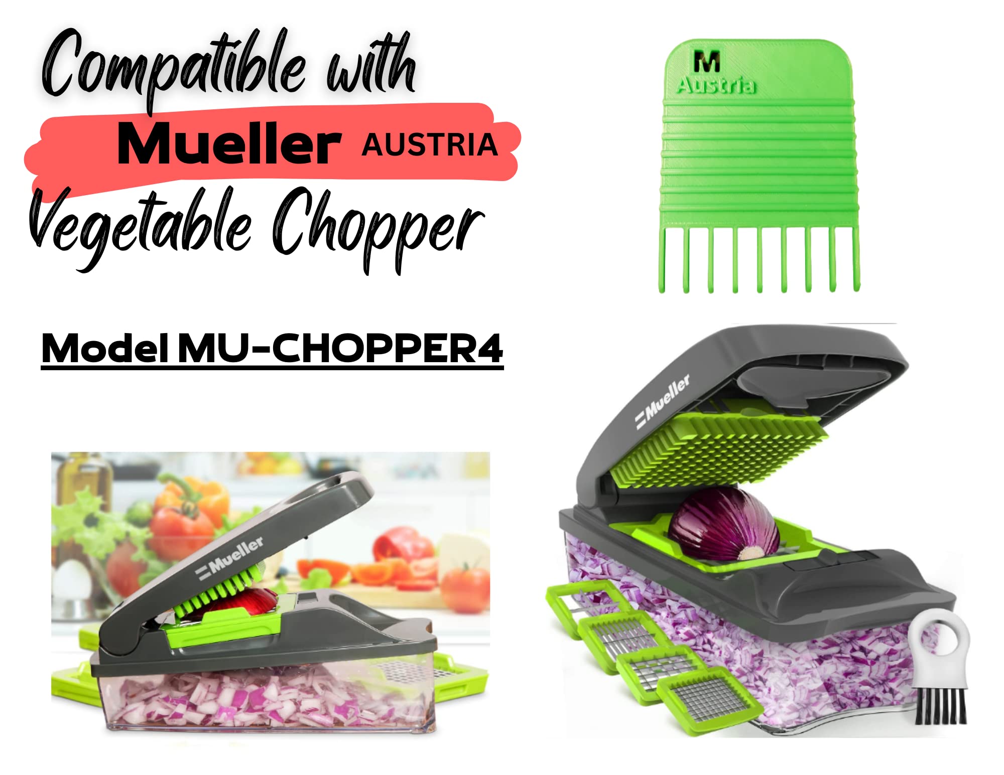 Vegetable Chopper Cleaning Tool 2 PACK - 3D Printed Cleaner Tool Rake for Mueller Vegetable Chopper