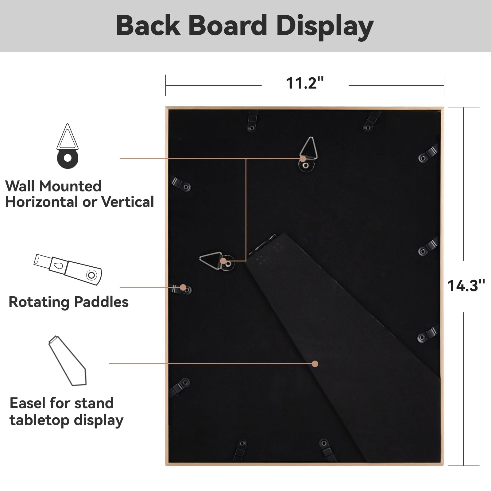 Fkvat 11x14 Picture Frame Set of 2, Brass Thin Metal, for Horizontal & Vertical Picture Frames for Wall Hanging, Aluminum Float Photo Frame, 8x10 with Mat or 11 x 14 without(2 Pack)