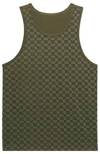 Savage X, Men's Flocked Monogram Tank, Deep Forest Green, M