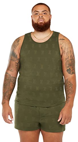 Savage X, Men's Flocked Monogram Tank, Deep Forest Green, M