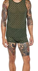 Savage X, Men's Flocked Monogram Tank, Deep Forest Green, M