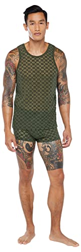 Savage X, Men's Flocked Monogram Tank, Deep Forest Green, M