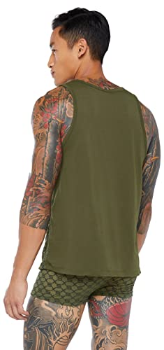 Savage X, Men's Flocked Monogram Tank, Deep Forest Green, M