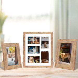 iRahmen 2 Pack 11x14 Picture Frames Rustic Brown, Each Frame with 2 Mats, Display 8x10 or Five 4x6 Photos with Mat & 11x14 Picture Without Mat for Wall Mount.