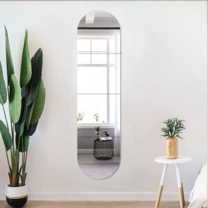 mcleulla full body mirrors for walls, 12x12 4pcs acrylic plexiglass mirror wall mounted full length frameless mirror makeup large long mirror for walls home workout gym hallway mirror floor tile