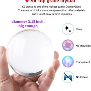 3D Dolphin Crystal Ball Lamp,3.15 inch Crystal Ball Night Light with Wooden Base,16 Colors Changing Light,Dimmable Remote Control,Desk lamp (H)