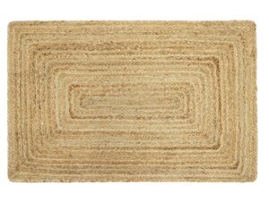 cotton craft braided jute area rug - 100% jute handspun chunky textured neutral reversible rug - throw rug - accent rug carpet - rustic farmhouse entryway living room bedroom décor - 22 x 34 - natural