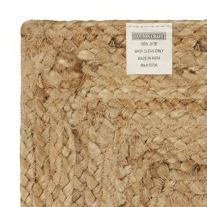 COTTON CRAFT Braided Jute Area Rug - 100% Jute Handspun Chunky Textured Neutral Reversible Rug - Throw Rug - Accent Rug Carpet - Rustic Farmhouse Entryway Living Room Bedroom Décor - 22 x 34 - Natural