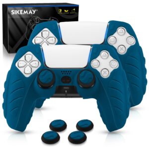 sikemay ps5 controller cover, 2pcs anti-slip ps5 controller skin with 4 grips, soft silicone protective case for ps5 controller, ps5 controller skin for wireless controller (cosmic blue)