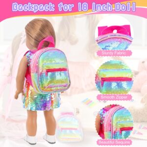 Unicorn Element 14 Pcs American 18 Inch Girl Doll Accessories School Supplies Set - Doll Backpack School Supplies Sunglasses and Other Stuff for My Our Life Generation Doll Accessories