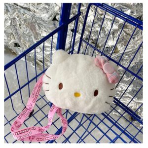 Kawaii Cat Plush Crossbody bag with Adjustable Lanyard, Kawaii Handbag with Zipper, Wallet Fluffy Purse Shoulder Bag Coin Pouch Accessories for Women Girls