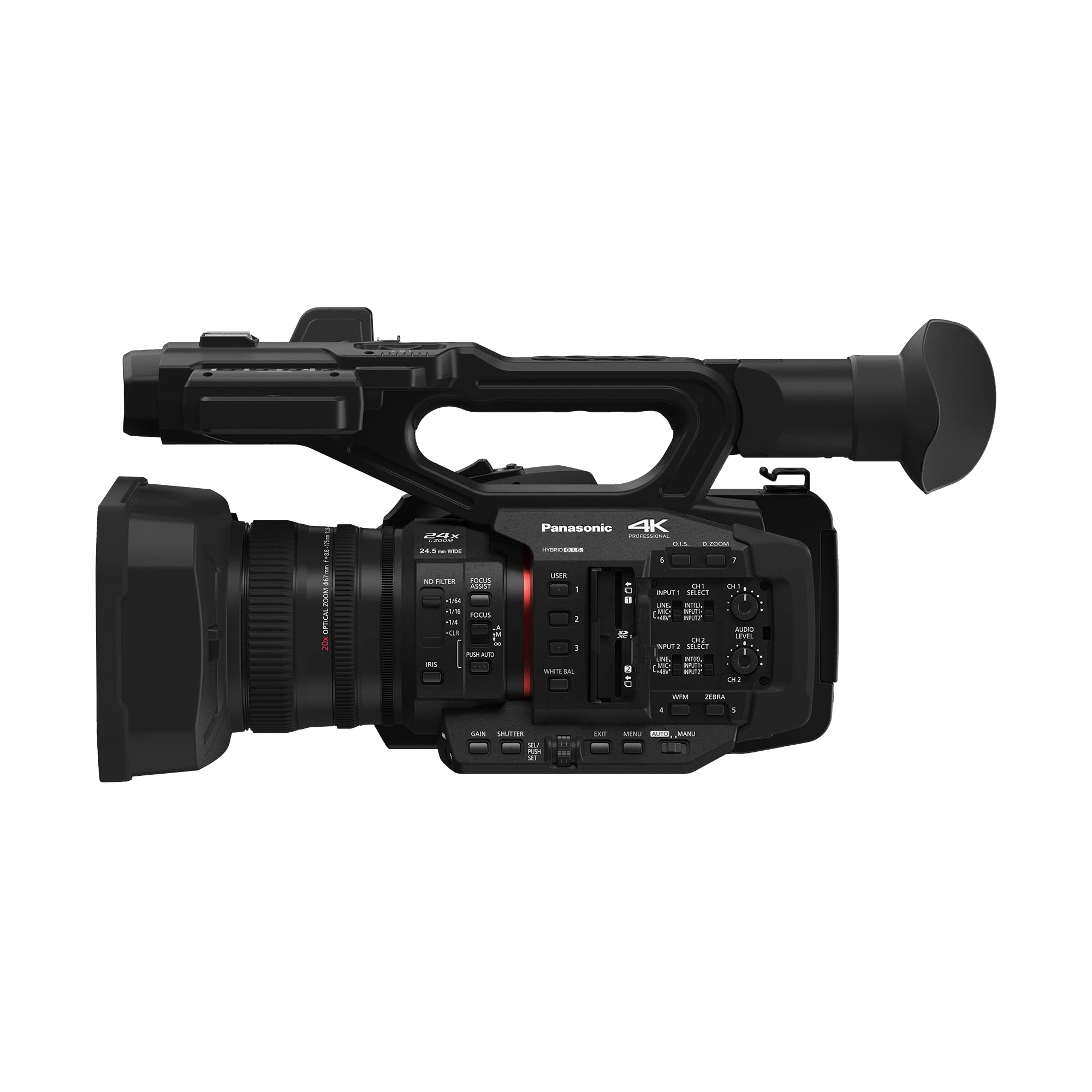 Panasonic Camcorder, Professional Quality 4K 60p, 1.0-inch Sensor, 24.5mm Wide-Angle Lens and Optical 20x Zoom, V-Log, Ethernet, Simultaneous SDI/HDMI Output, HD Live Streaming - HC-X2 (Renewed)