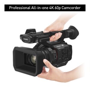 Panasonic Camcorder, Professional Quality 4K 60p, 1.0-inch Sensor, 24.5mm Wide-Angle Lens and Optical 20x Zoom, V-Log, Ethernet, Simultaneous SDI/HDMI Output, HD Live Streaming - HC-X2 (Renewed)