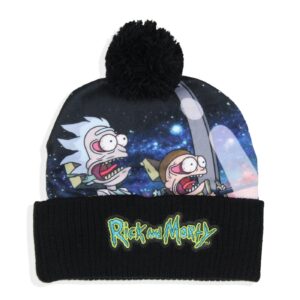 rick and morty spaceship g-force embroidered cuffed pom beanie hat