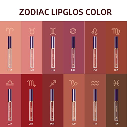 BestLand 12Pcs Matte Lipstick Lip Makeup Kit, Velvety Liquid Lipstick Waterproof Long Lasting Durable Nude Zodiac Signs Lip Gloss Beauty Cosmetics Gift Box Makeup Set Kit (12 Piece Set)