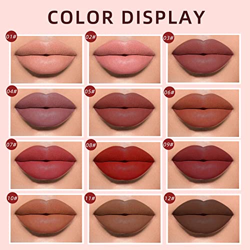 BestLand 12Pcs Matte Lipstick Lip Makeup Kit, Velvety Liquid Lipstick Waterproof Long Lasting Durable Nude Zodiac Signs Lip Gloss Beauty Cosmetics Gift Box Makeup Set Kit (12 Piece Set)