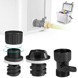 wadeo cooler drain plug hose connection, replacement drain plug with garden hose shut off valve for yeti cooler, yeti tundra cooler, roadie cooler, tank cooler and rtic 20qt, 45qt, 65qt cooler