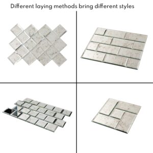 Lovdeco Peel and Stick 3 Inch Light Antique Mirror Backsplash, Square Tile for Kitchen Bathroom (32 Sheets, 2 SQ.FT.)