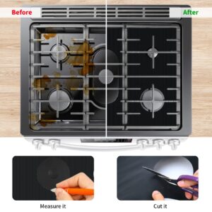 Ingcebo 3Pcs Stove Protector for Gas Range, Washable Reusable Stove Top Covers, Heat Resistant Gas Stove liners, Stove Burner Covers for Gas Stove Top