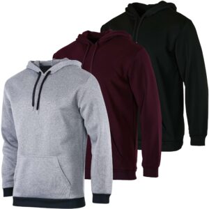 3 pack: men’s fleece warm dry fit wicking long sleeve active athletic hoodie performance hooded t shirt workout running fitness gym sports fishing casual sweatshirt outdoor hiking-set 8, x-large