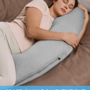 Momcozy Pregnancy Pillows with Cooling Cover, J Shaped Maternity Body Pillow for Pregnancy, Pregnancy Must Haves, Side Sleeper Pillow for Belly Hip Legs Support