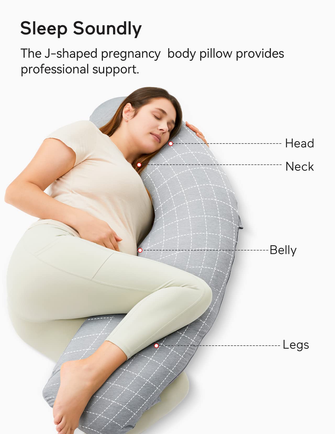 Momcozy Pregnancy Pillows with Cooling Cover, J Shaped Maternity Body Pillow for Pregnancy, Pregnancy Must Haves, Side Sleeper Pillow for Belly Hip Legs Support